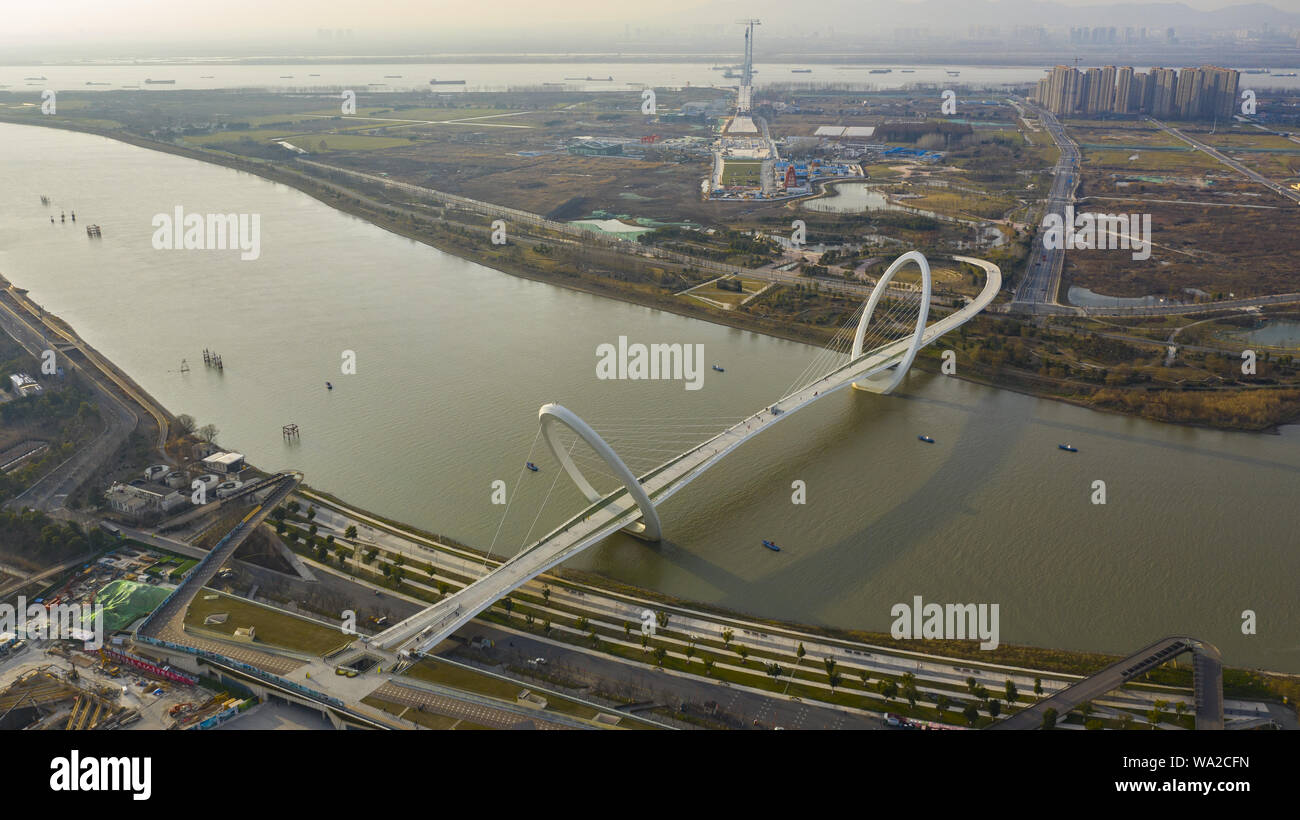 Nanjing pedestrian bridge, located in nanjing city, jiangsu province ...