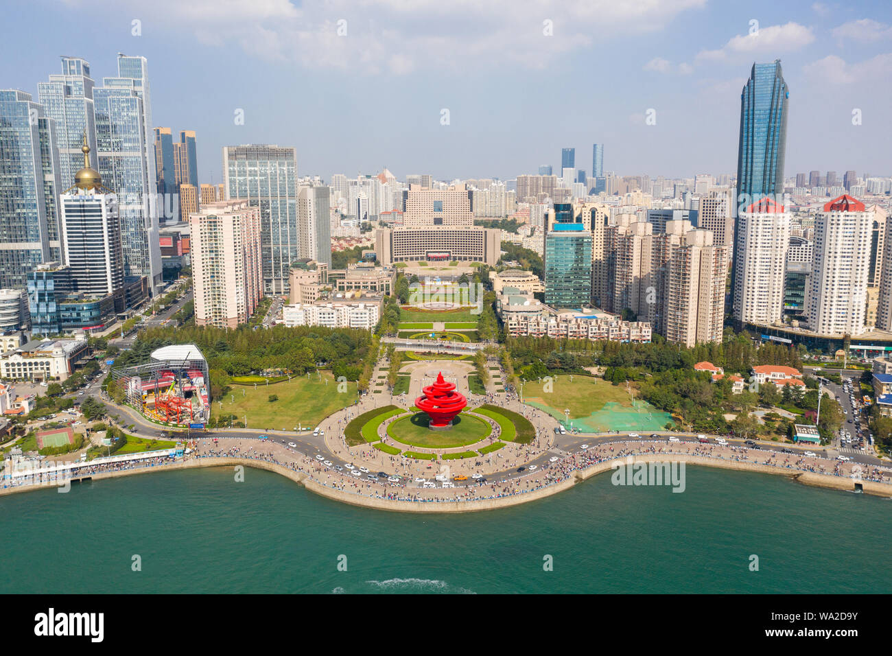 Aerial view of Qingdao seashore city scenery Stock Photo - Alamy