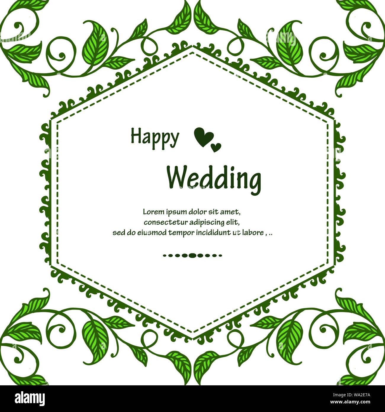 Decoration wallpaper of card happy wedding, design branches leaves and ...