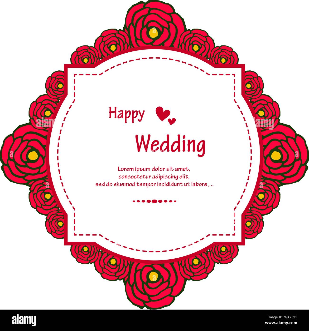 Shape of beautiful flower frame, design invitation card happy wedding ...