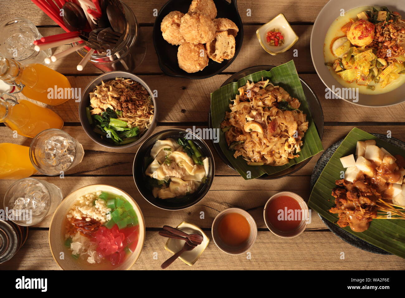 Medan Food Dinner. Assorted street food dishes popular in Medan, North ...