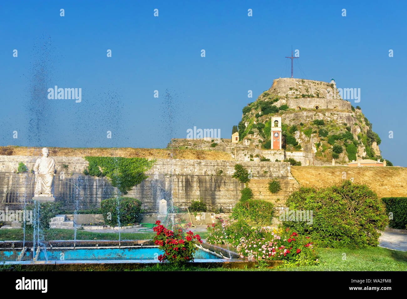 Old Fortress and garden in Corfu Town (Kerkyra), Greece Stock Photo - Alamy