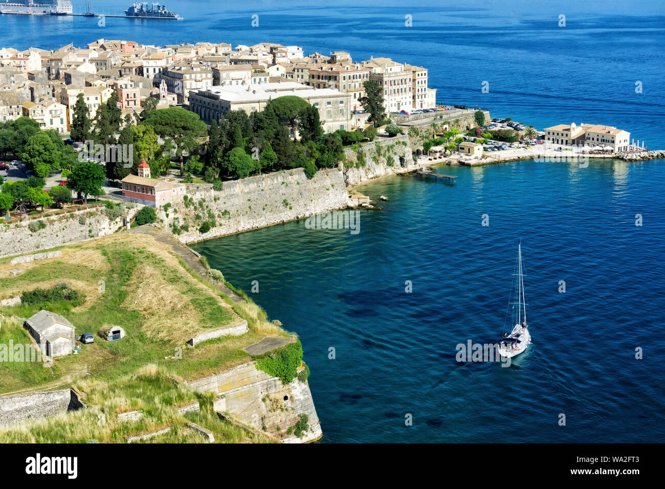 A landscape of Corfu island with the mediterranean sea, Corfu, Greece ...