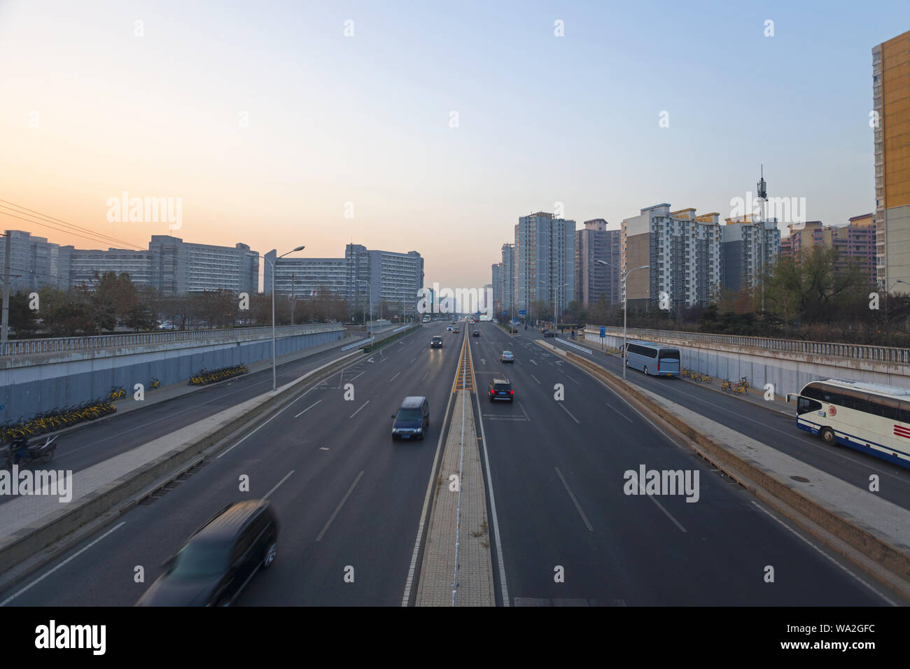 Beijing urban road landscape architecture Stock Photo - Alamy