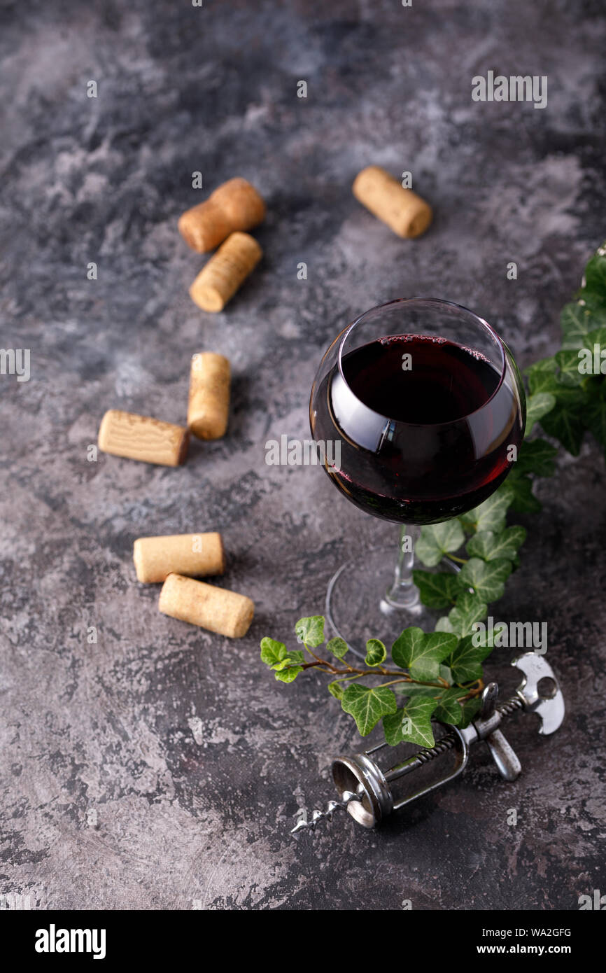 A glass with red wine. The concept of winemaking. Place under your text ...