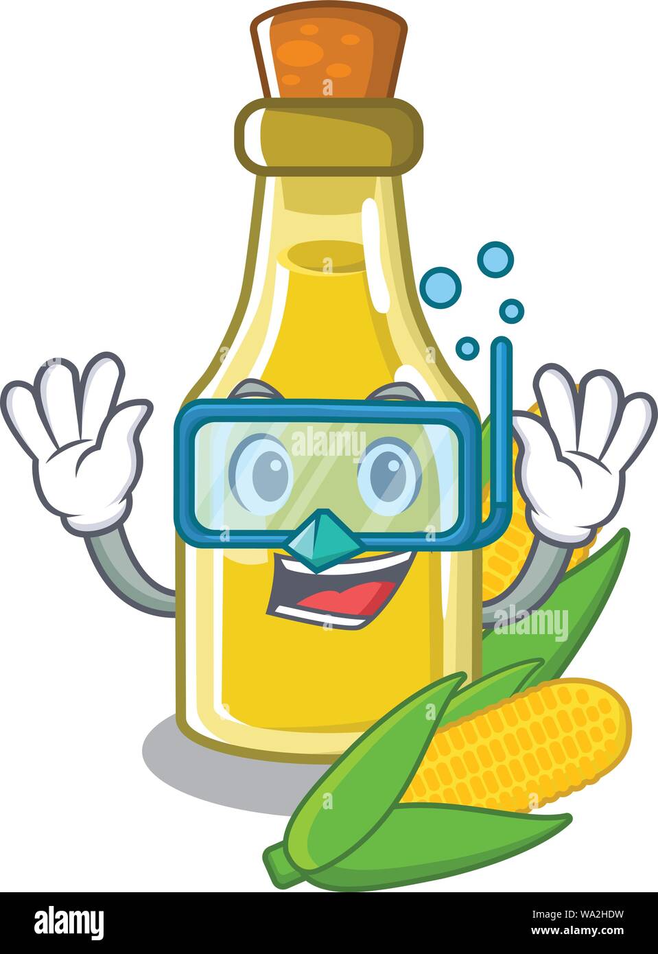 Diving corn oil put into cartoon bottle Stock Vector Image & Art - Alamy