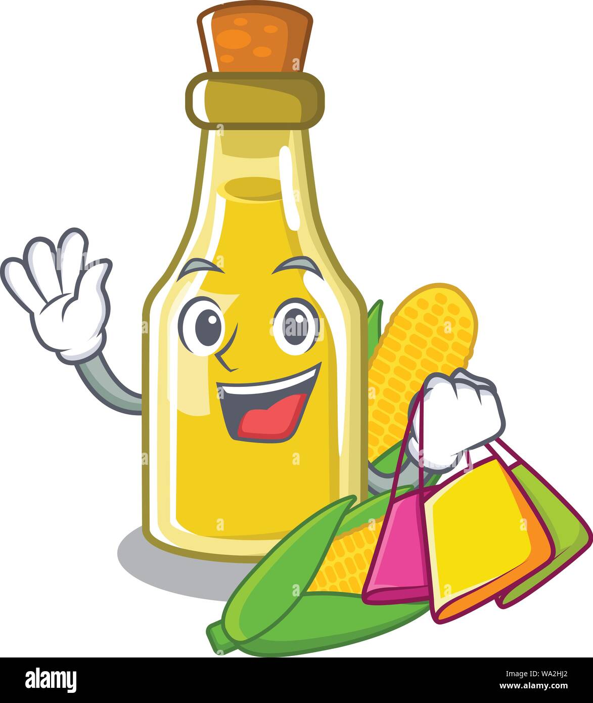 Shopping corn oil put into cartoon bottle Stock Vector Image & Art - Alamy