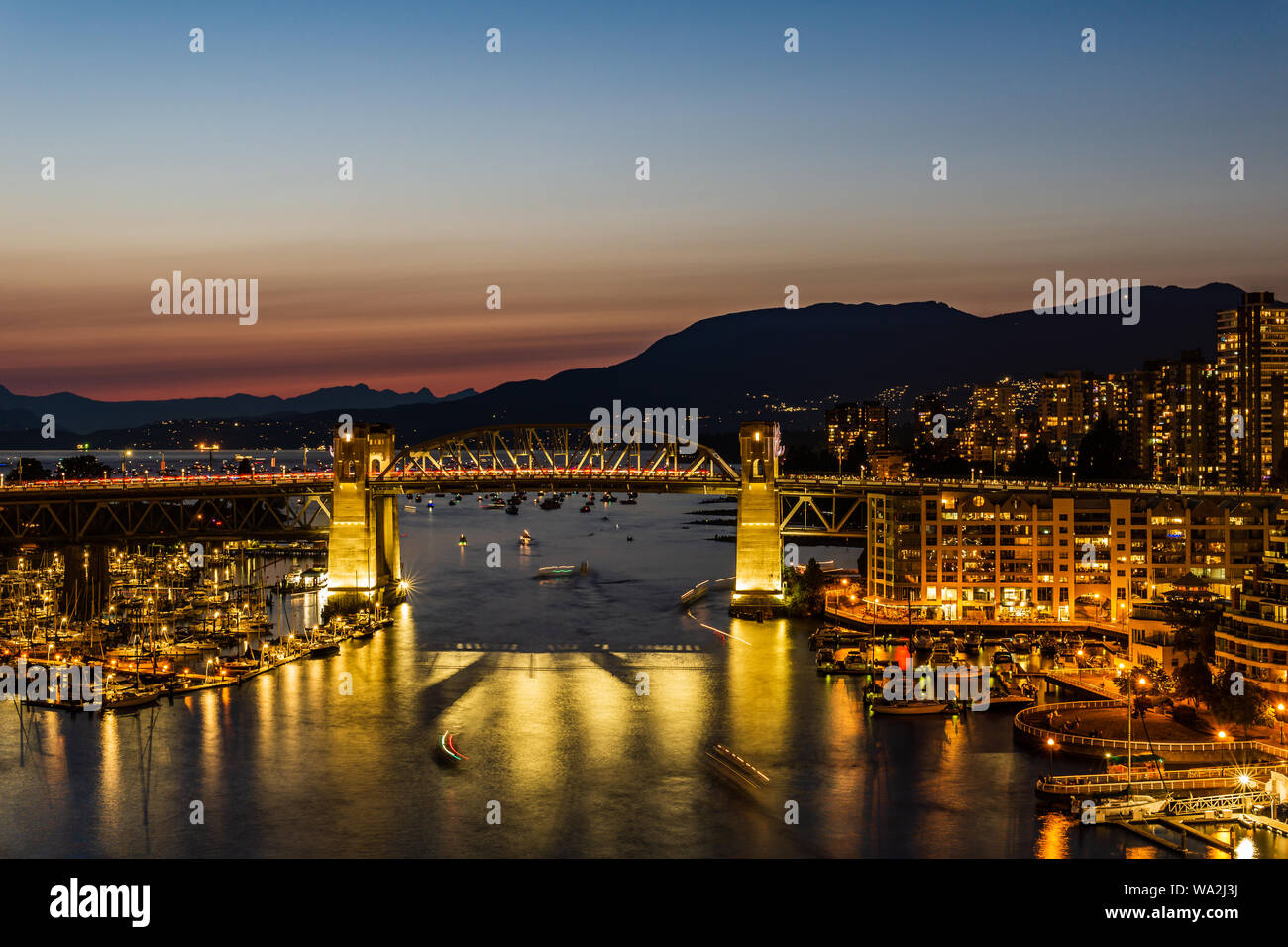 VANCOUVER, CANADA - AUGUST 3, 2019: famous Burrard street bridge at ...