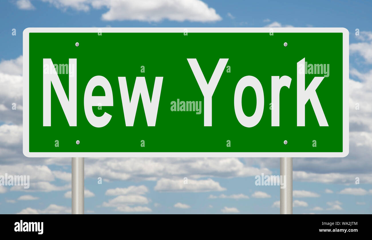 Rendering of a green highway sign for New York Stock Photo - Alamy