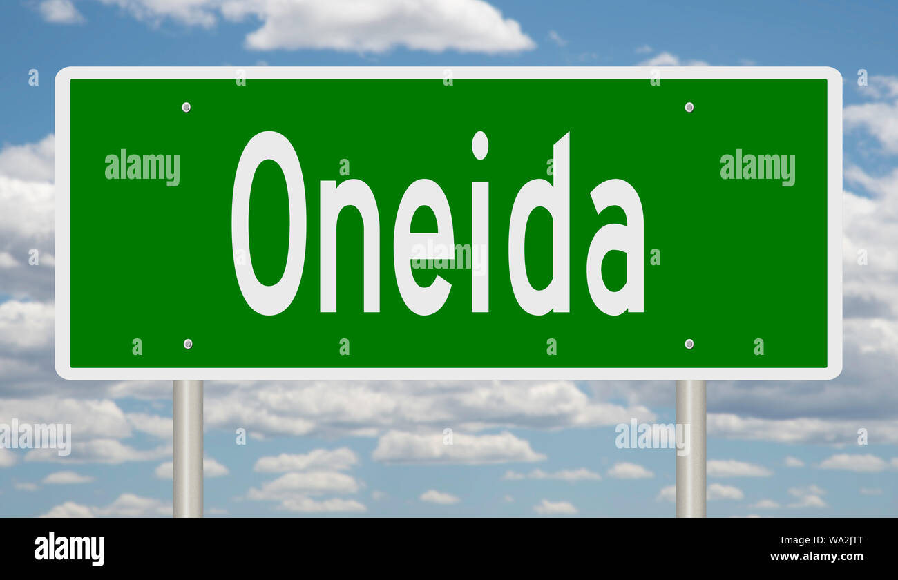 Rendering of a green highway sign for Oneida New York Stock Photo - Alamy