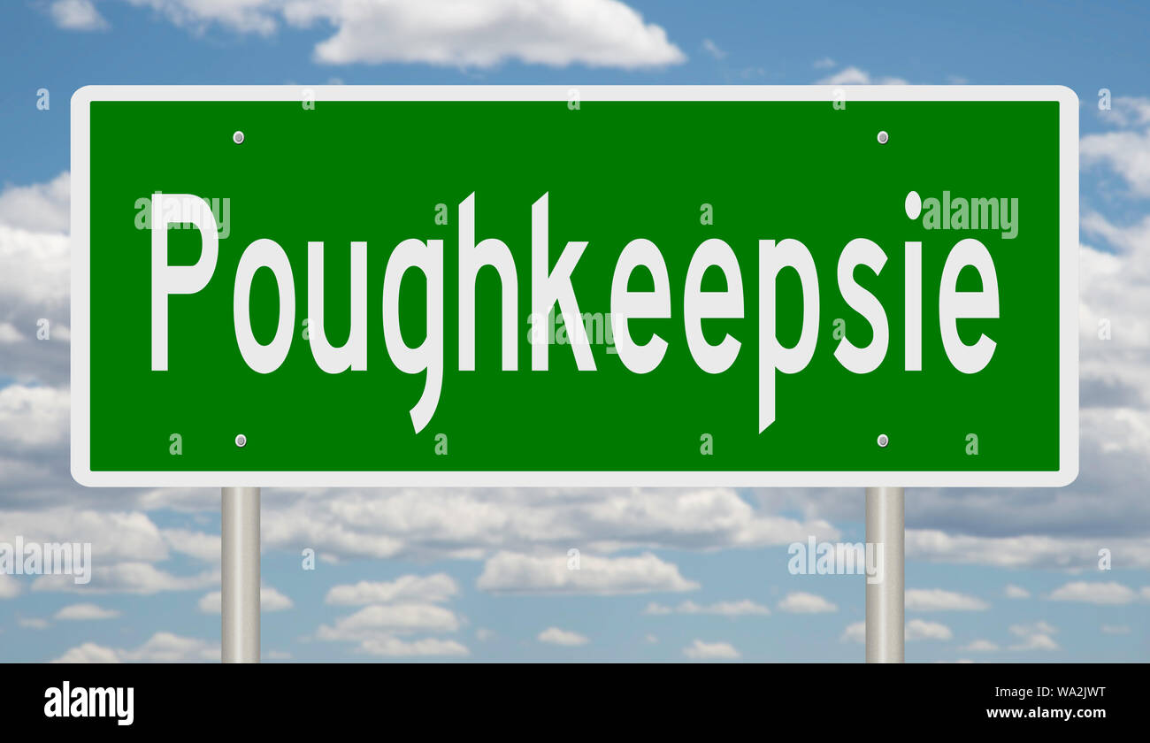 Rendering of a green highway sign for Poughkeepsie New York Stock Photo ...