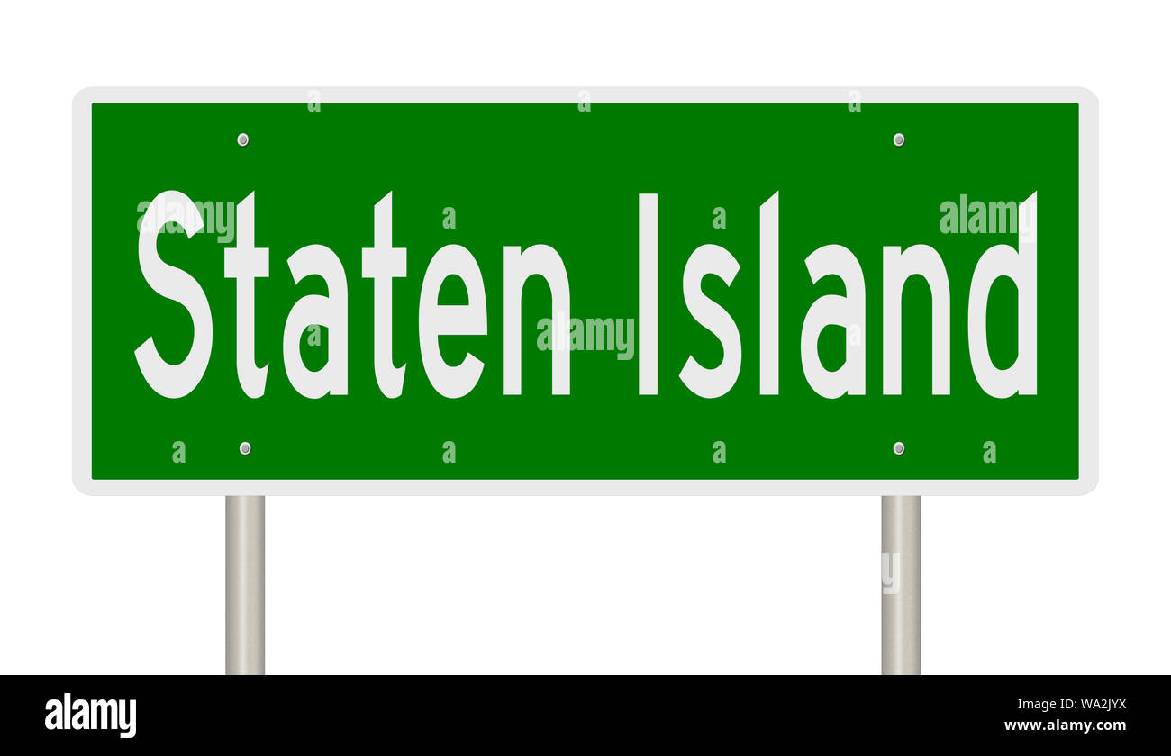 Rendering of a green highway sign for Staten Island New York Stock ...