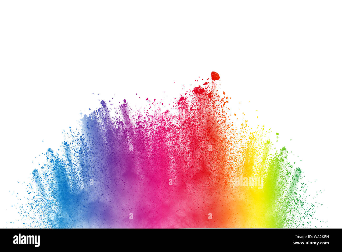 Abstract multi color powder explosion on white background. Freeze ...
