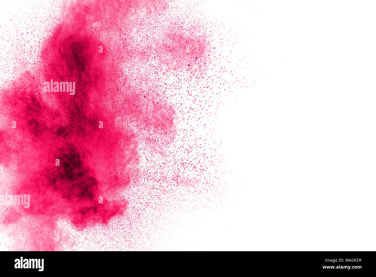 abstract pink dust explosion. abstract pink powder splattered on white ...
