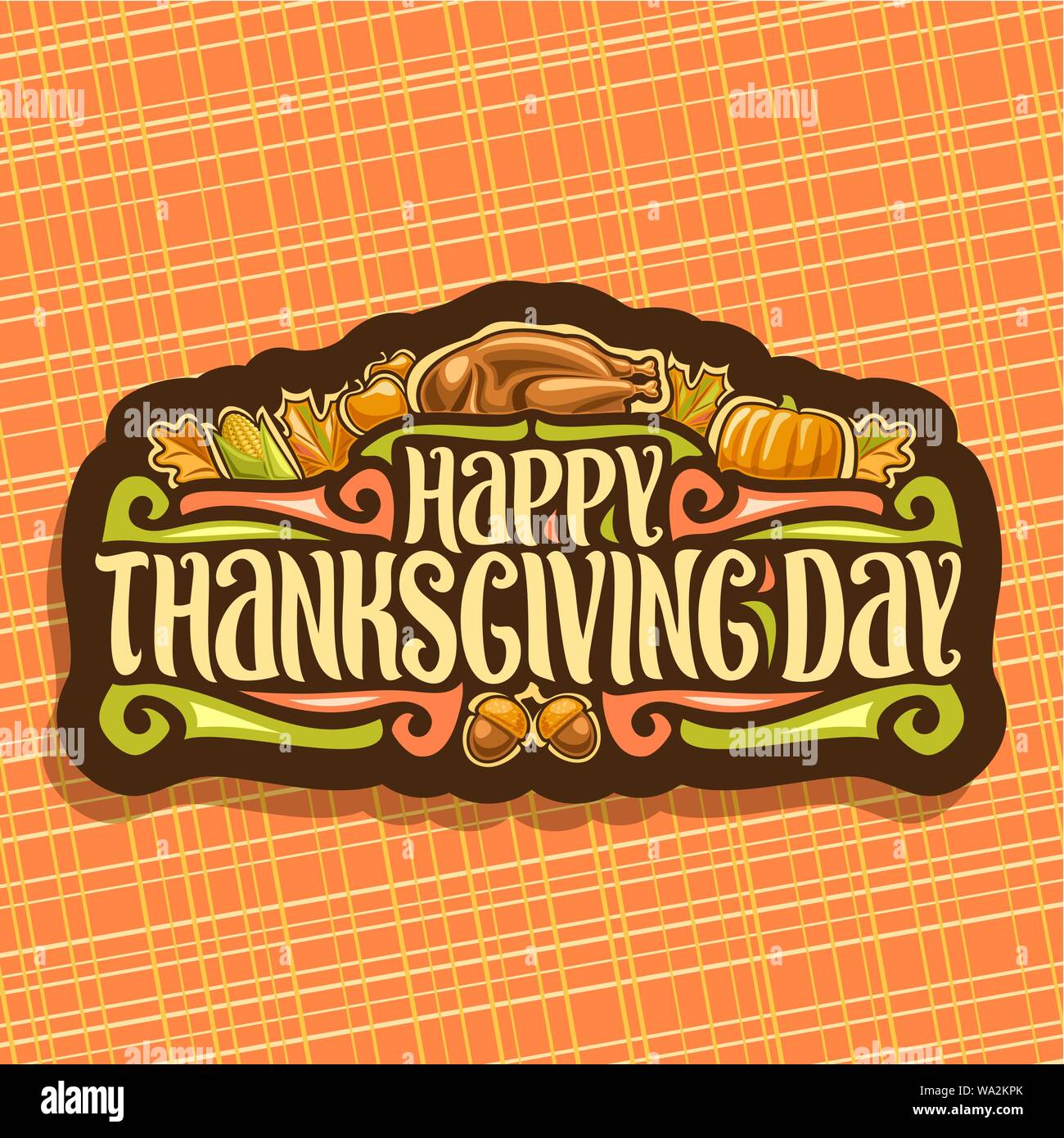 Vector logo for Thanksgiving Day, dark retro sticker for thanks giving ...