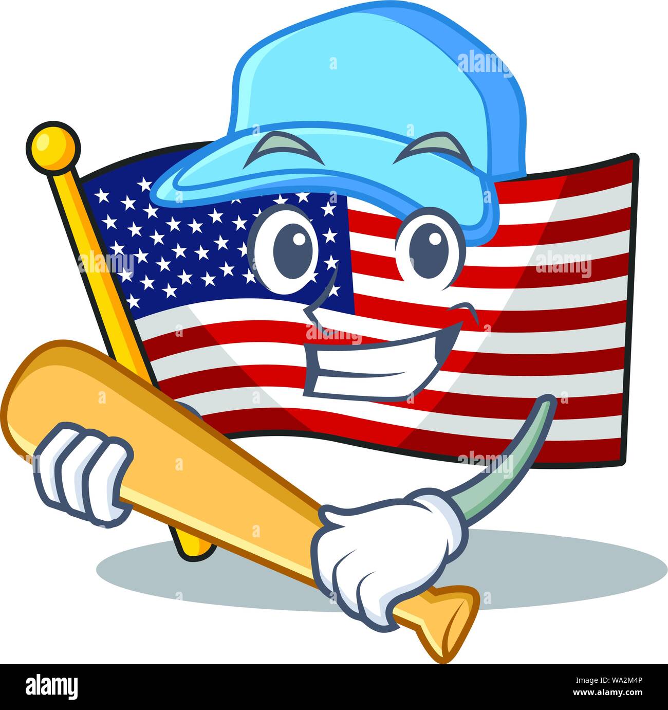 Playing baseball flag america isolated in the cartoon Stock Vector ...