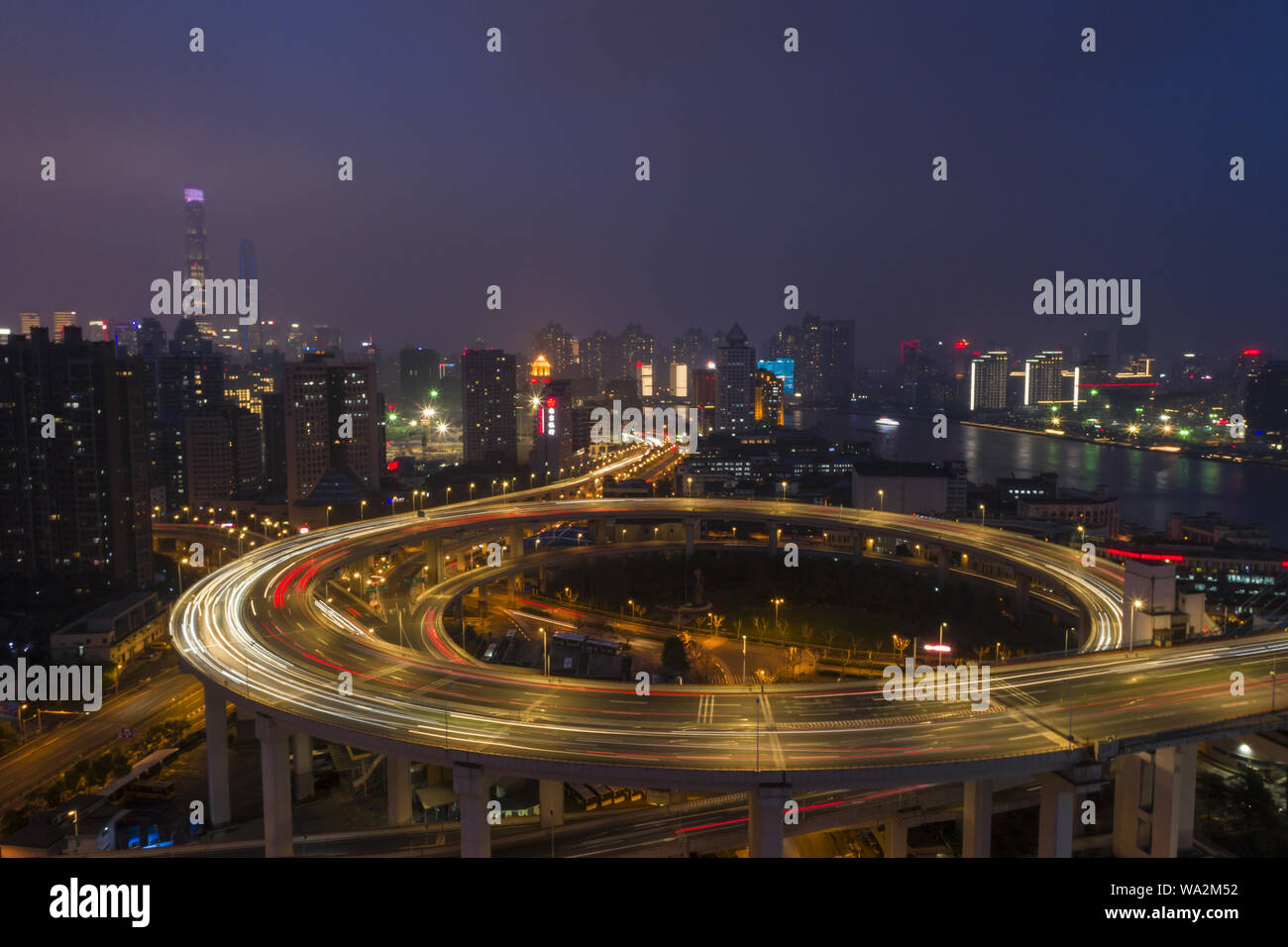 Shanghai Nanpu Bridge at night Stock Photo - Alamy