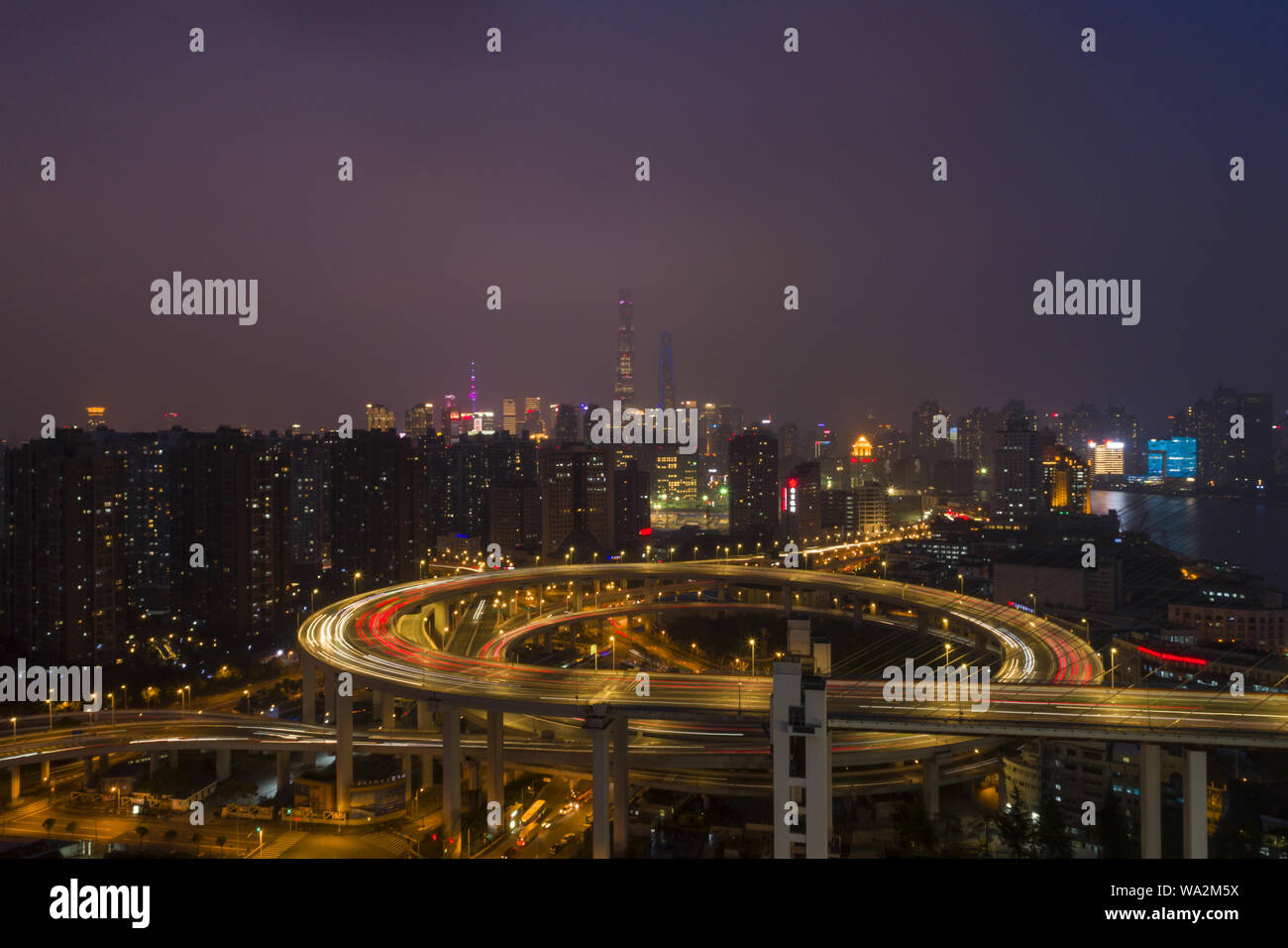 Shanghai Nanpu Bridge at night Stock Photo - Alamy