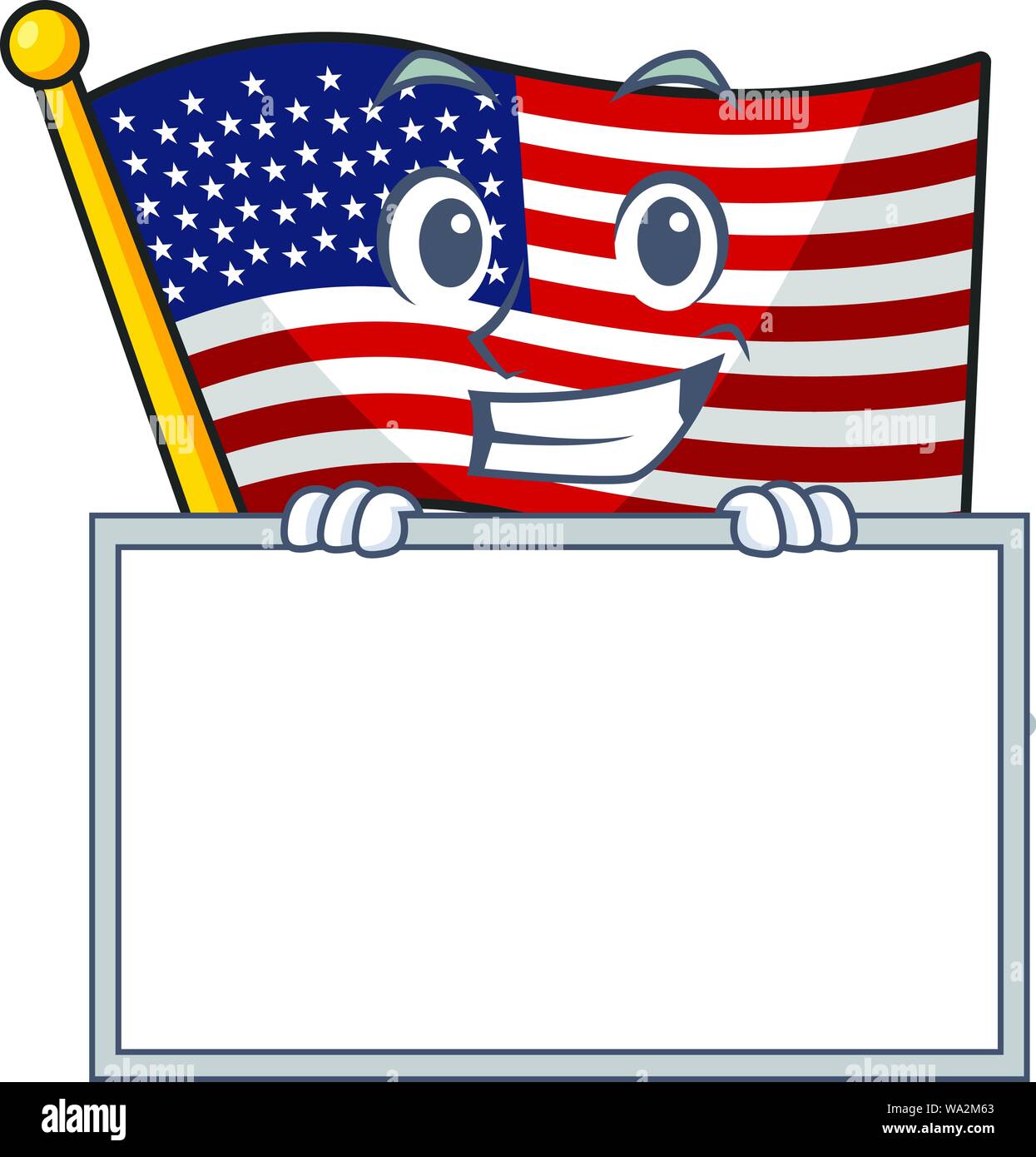 Grinning with board flag america isolated in the cartoon Stock Vector ...