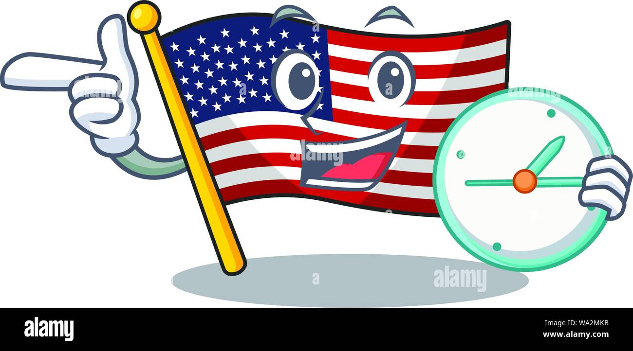 With clock flag america with the mascot shape Stock Vector Image & Art ...