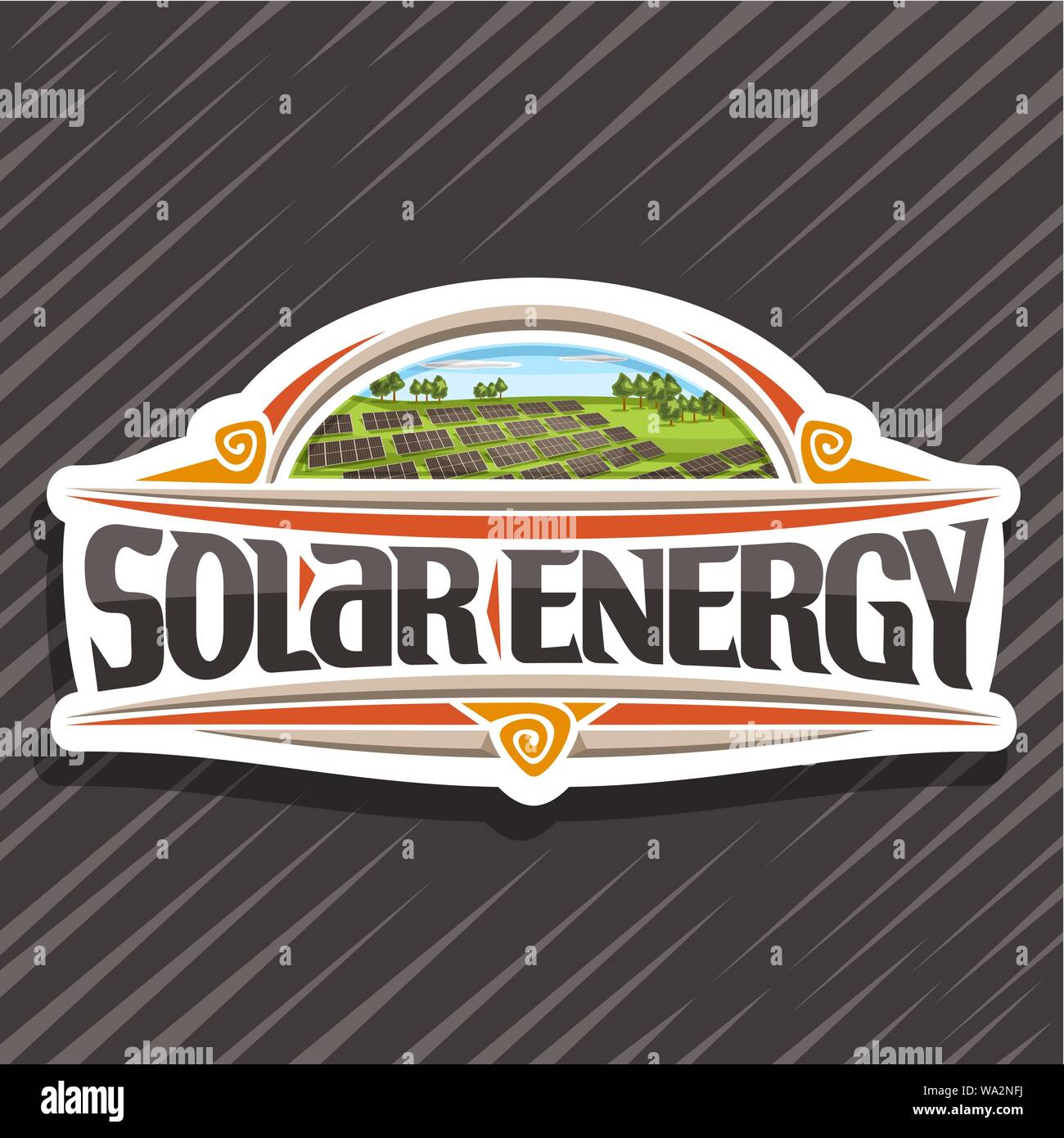 Vector logo for Solar Energy, white creative sign with many ...