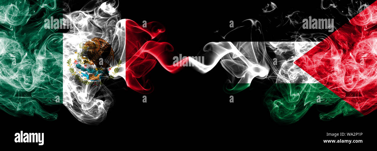 Mexico vs Palestine, Palestinian smoky mystic flags placed side by side ...