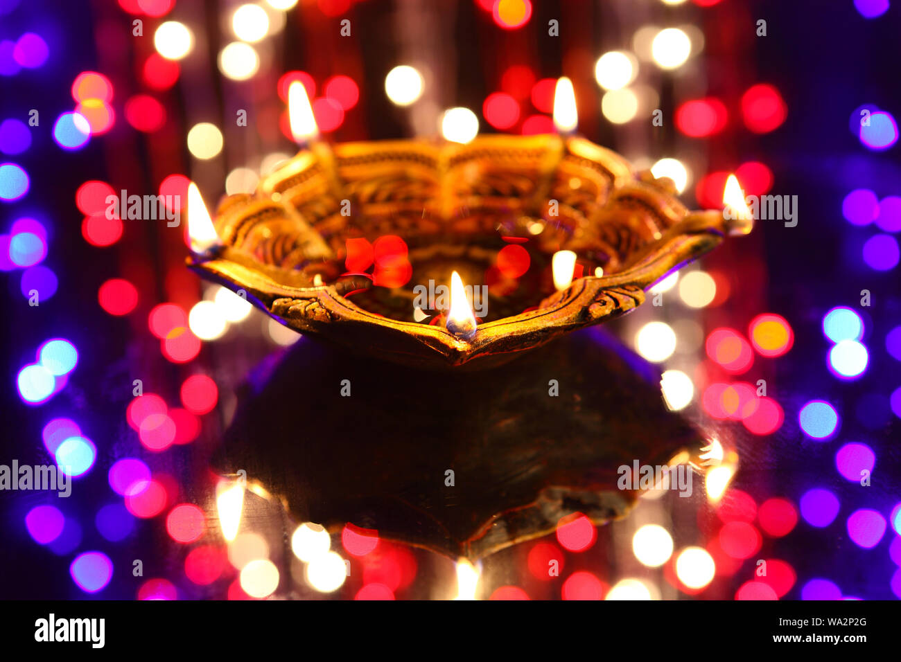 Diwali diya burning Stock Photo - Alamy