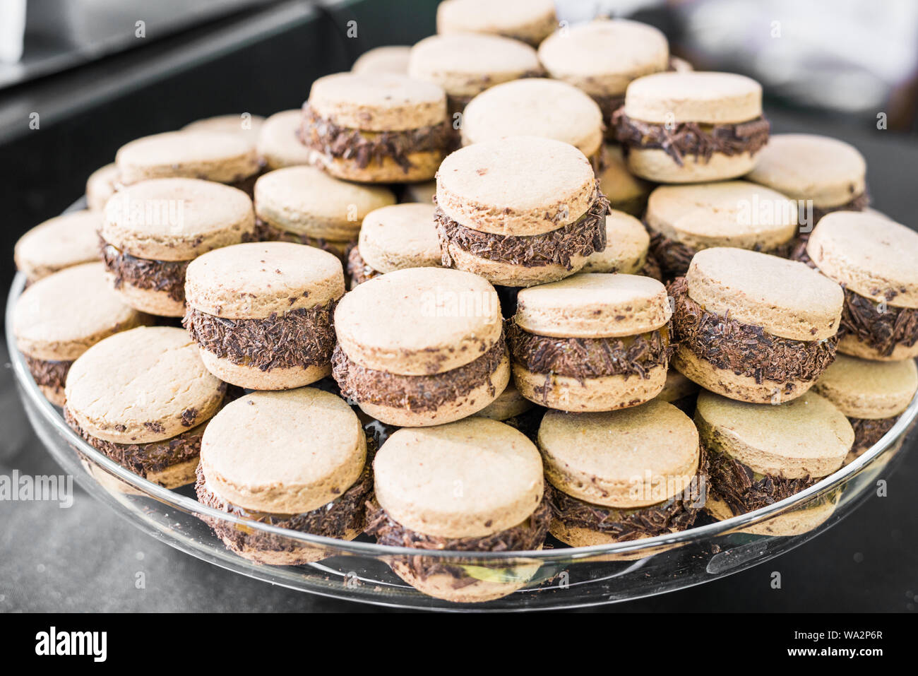 Alfajor, a traditional Argentine sweet dessert, at a street food market ...
