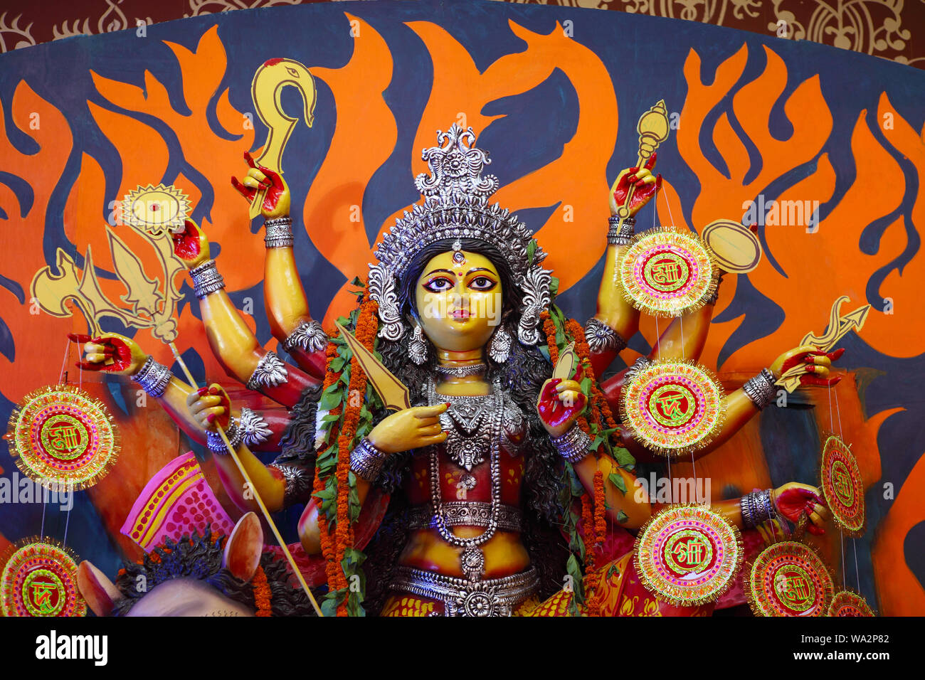 Durga devi with her weapon hi-res stock photography and images - Alamy