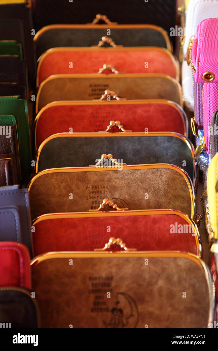 Hand purse at a market stall Stock Photo - Alamy