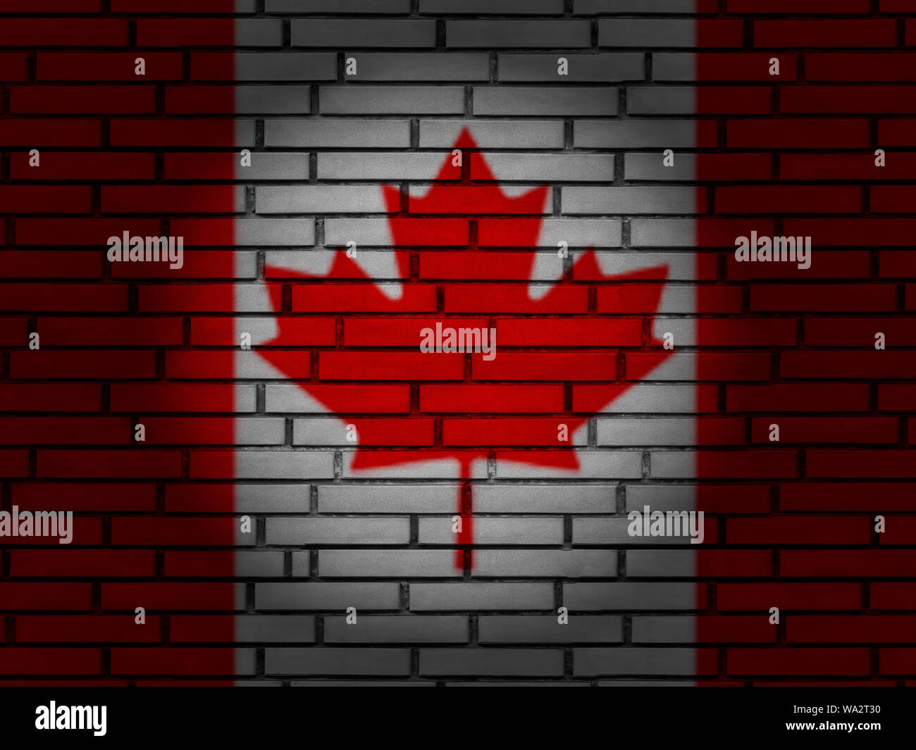 Canada flag on brick wall. 3d illustration Stock Photo - Alamy