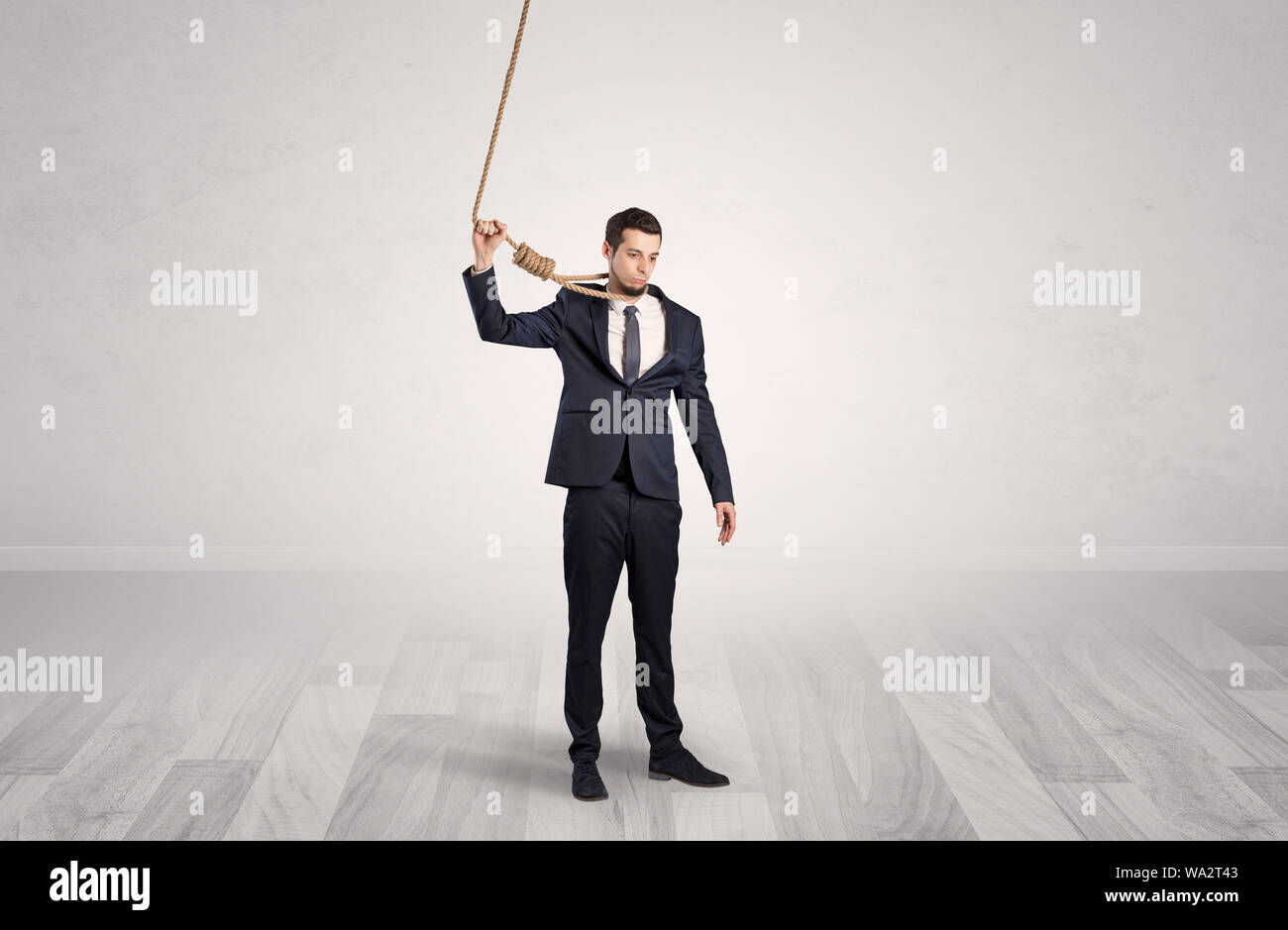 Young responsable man on the verge of suicide Stock Photo - Alamy