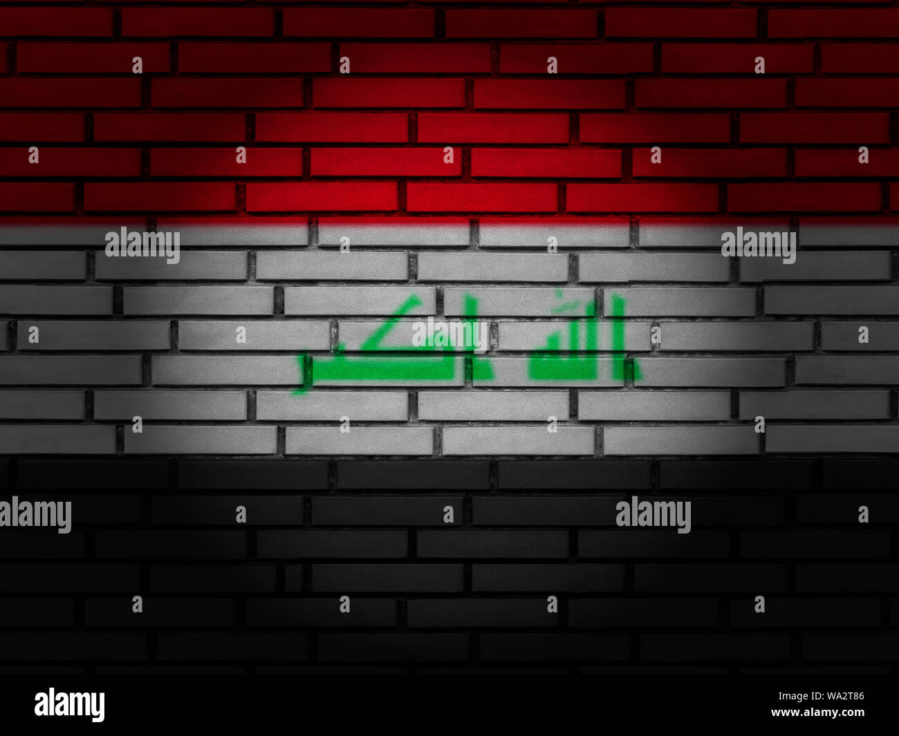 Iraq flag on brick wall. 3d illustration Stock Photo - Alamy