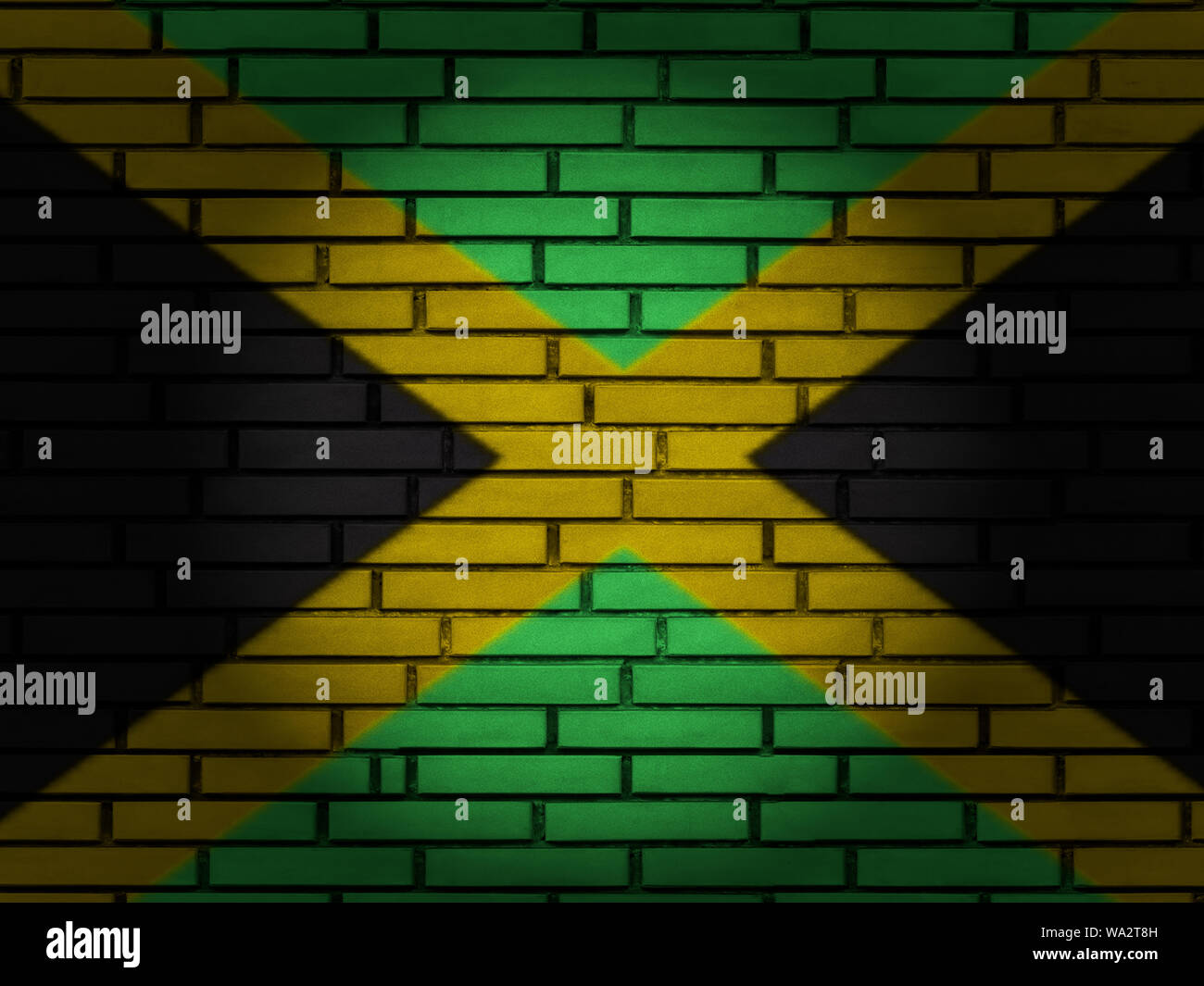 Jamaica flag on brick wall. 3d illustration Stock Photo - Alamy