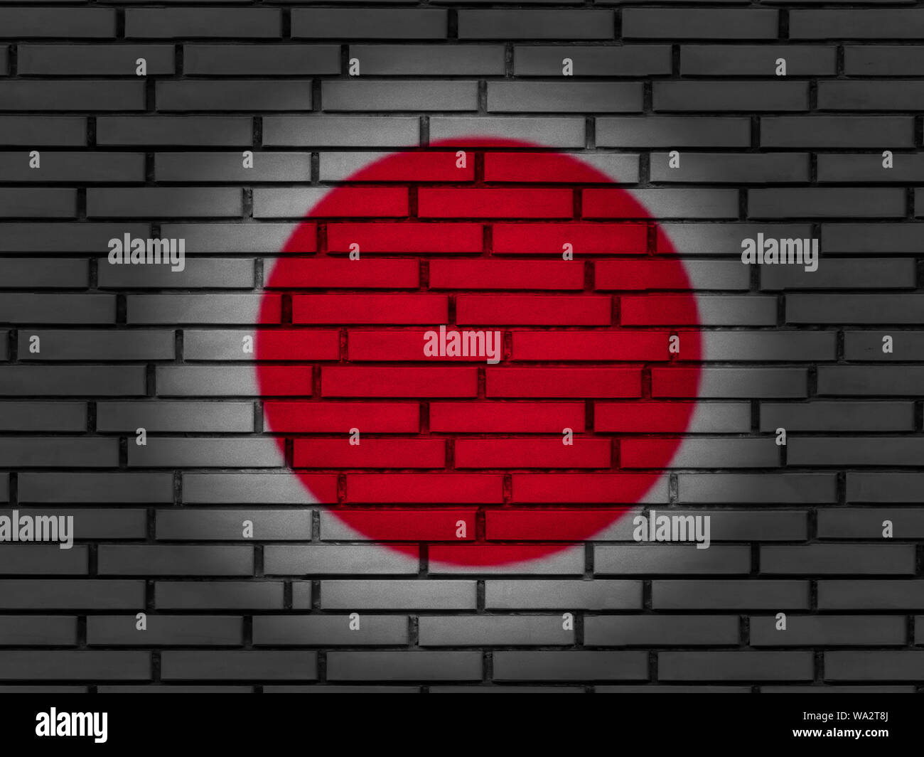 Japan flag on brick wall. 3d illustration Stock Photo - Alamy