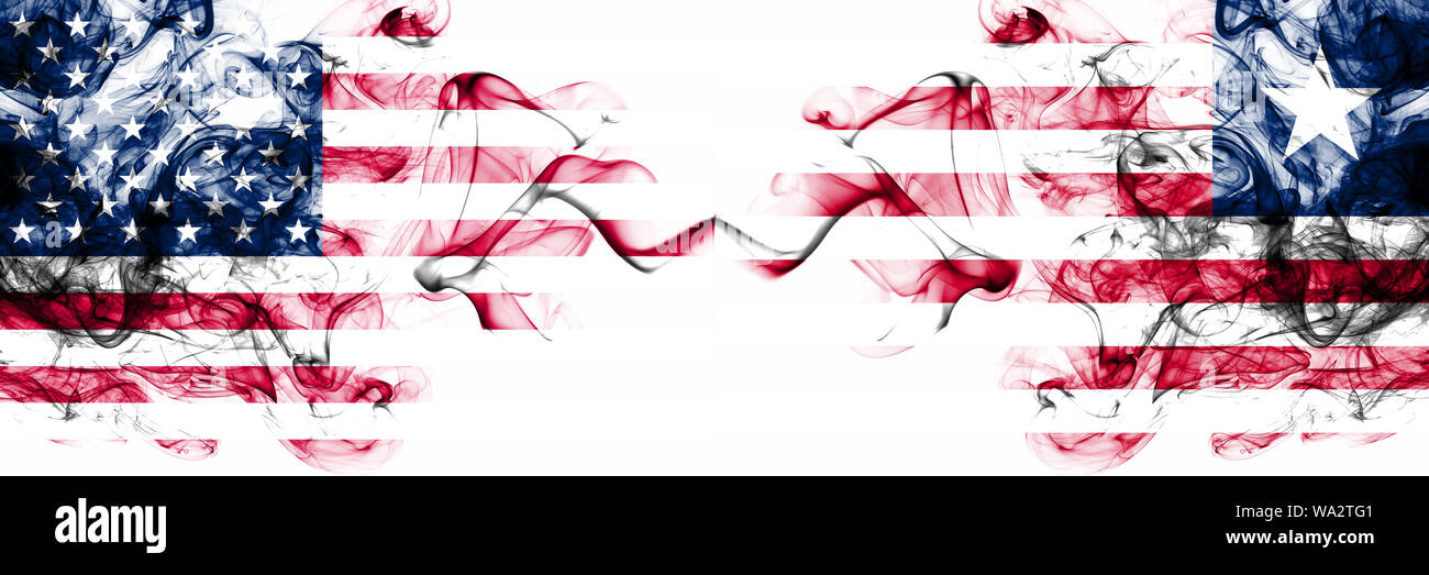 United States of America vs Liberia, Liberian smoky mystic flags placed ...