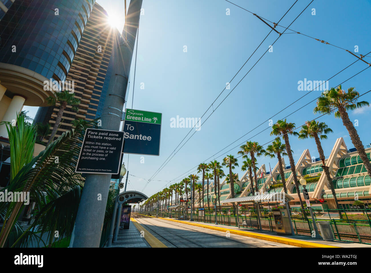 San Diego/USA - August 11, 2019. San Diego Convention Center Station, a ...