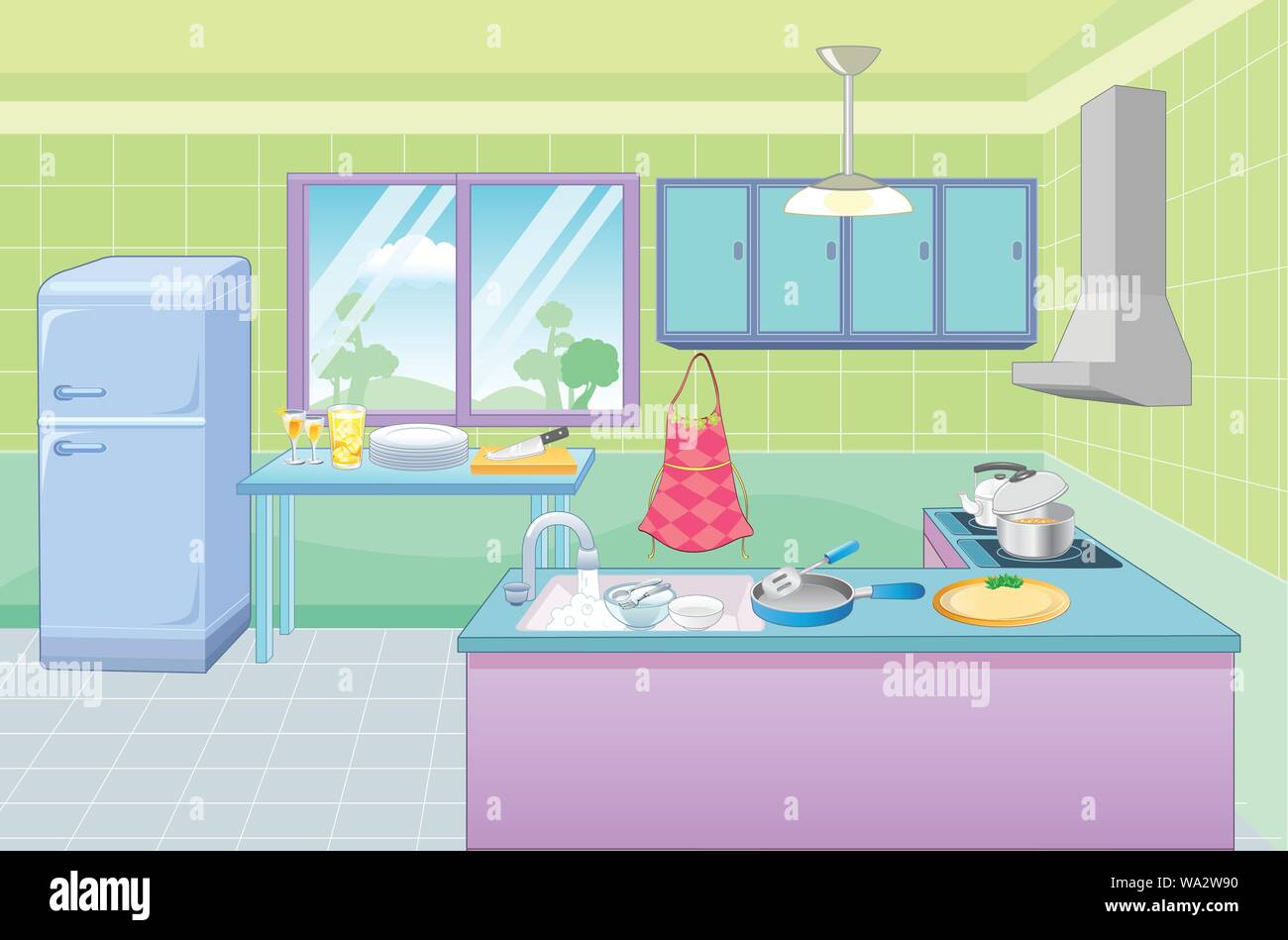 Kitchen room vector drawing design Stock Vector Image & Art - Alamy