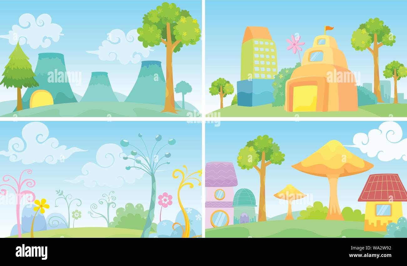Background cartoon landscape forest Stock Vector Image & Art - Alamy