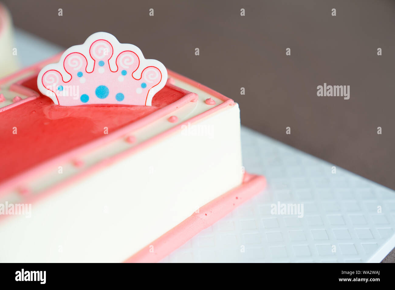 Beautiful pink color cake for happy birthday, Close up cake textured ...