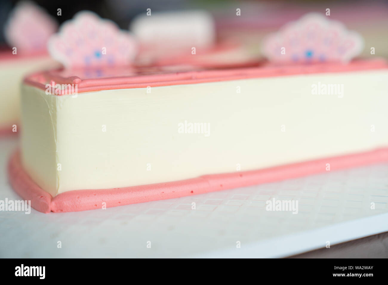 Beautiful pink color cake for happy birthday, Close up cake textured ...