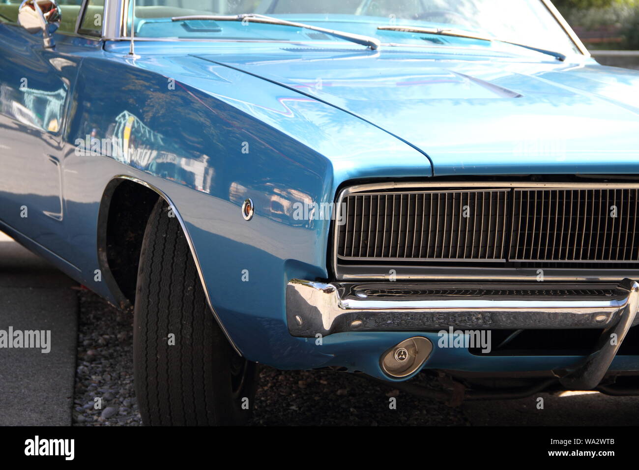 old blue american car Stock Photo - Alamy
