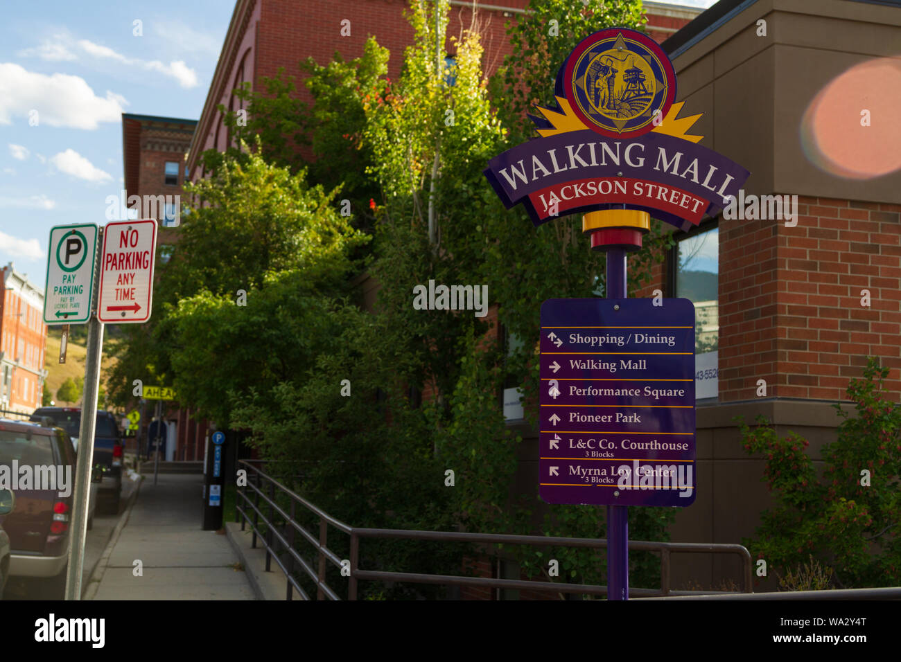 Walking Mall sign in Last Chance Gulch, Downtown Helena, Montana, USA ... Walking Mall sign in Last Chance Gulch, Downtown Helena, Montana, USA ...