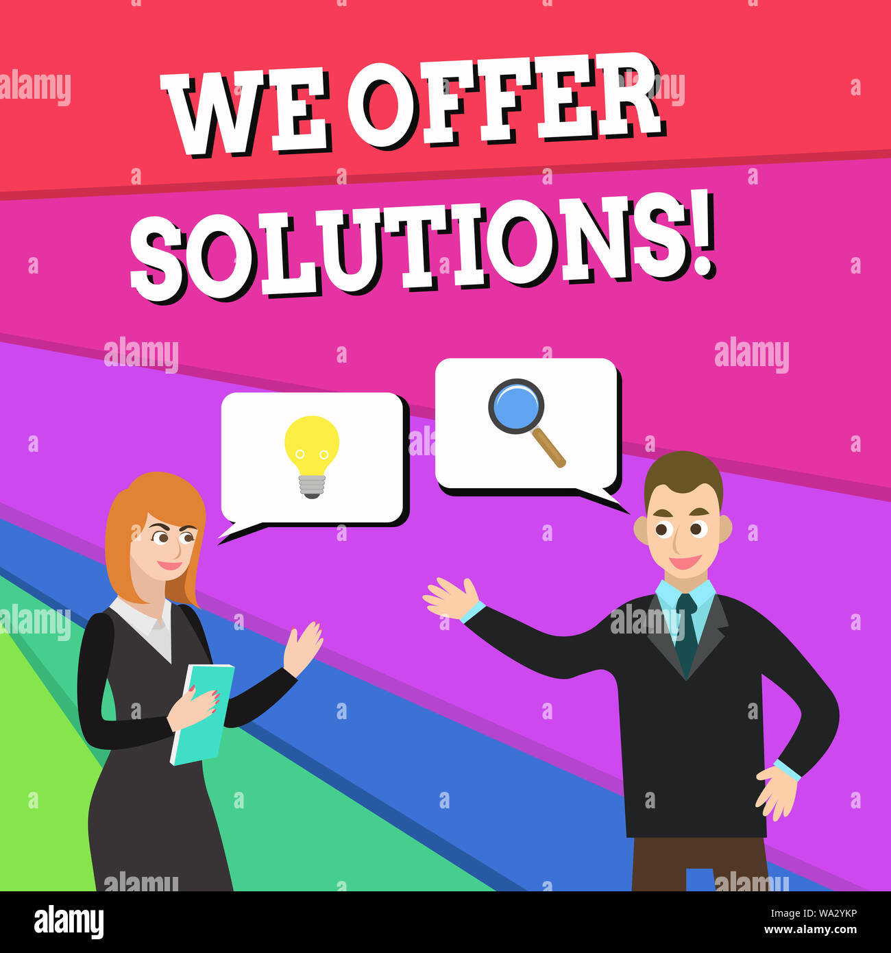 Text sign showing We Offer Solutions. Business photo showcasing way to ...