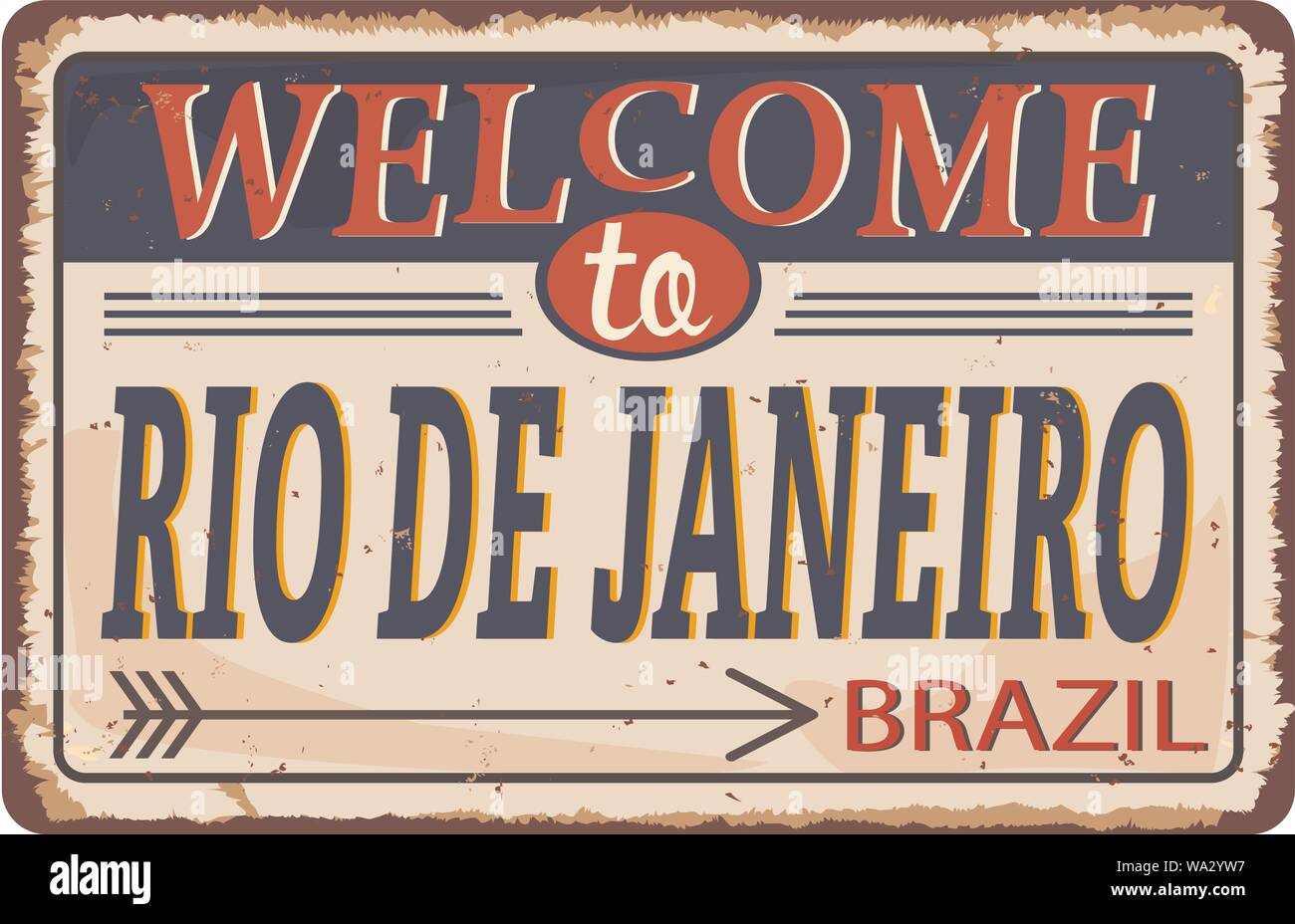 Welcome to Rio de Janeiro Vintage blank rusted metal sign Vector ...