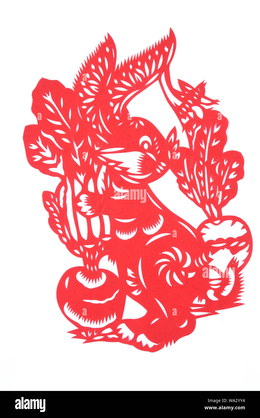Chinese zodiac paper-cut: rabbit Stock Photo - Alamy