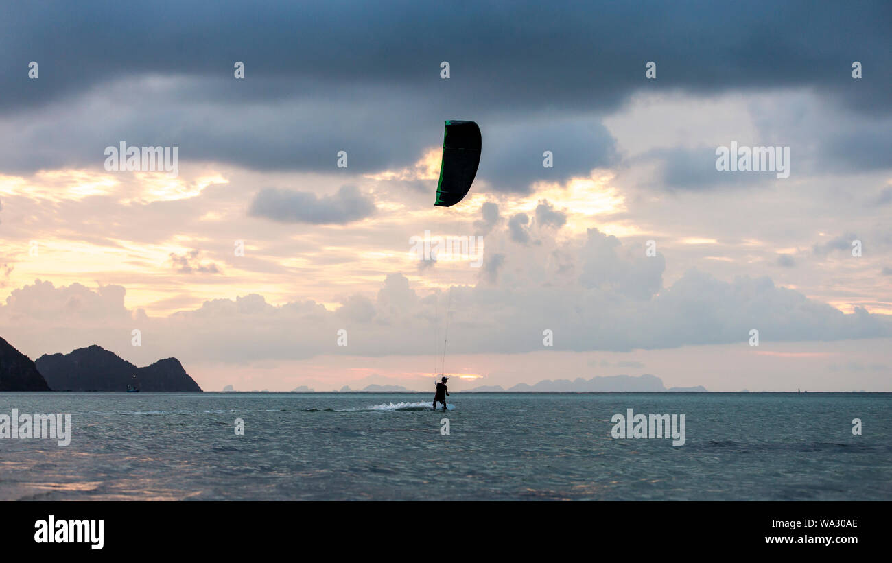 Kitesurfing, Kiteboarding action themed photo Stock Photo - Alamy