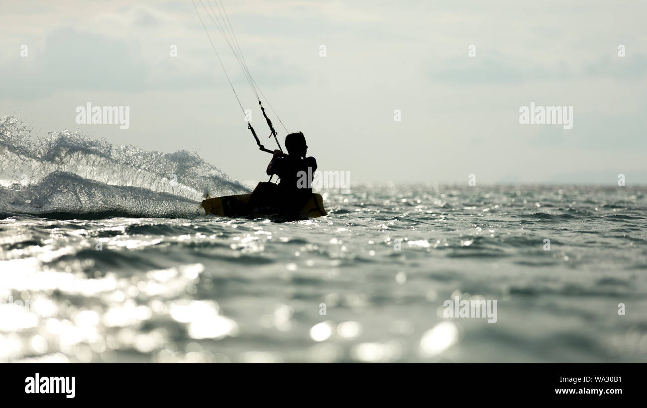 Kitesurfing, Kiteboarding action themed photo Stock Photo - Alamy