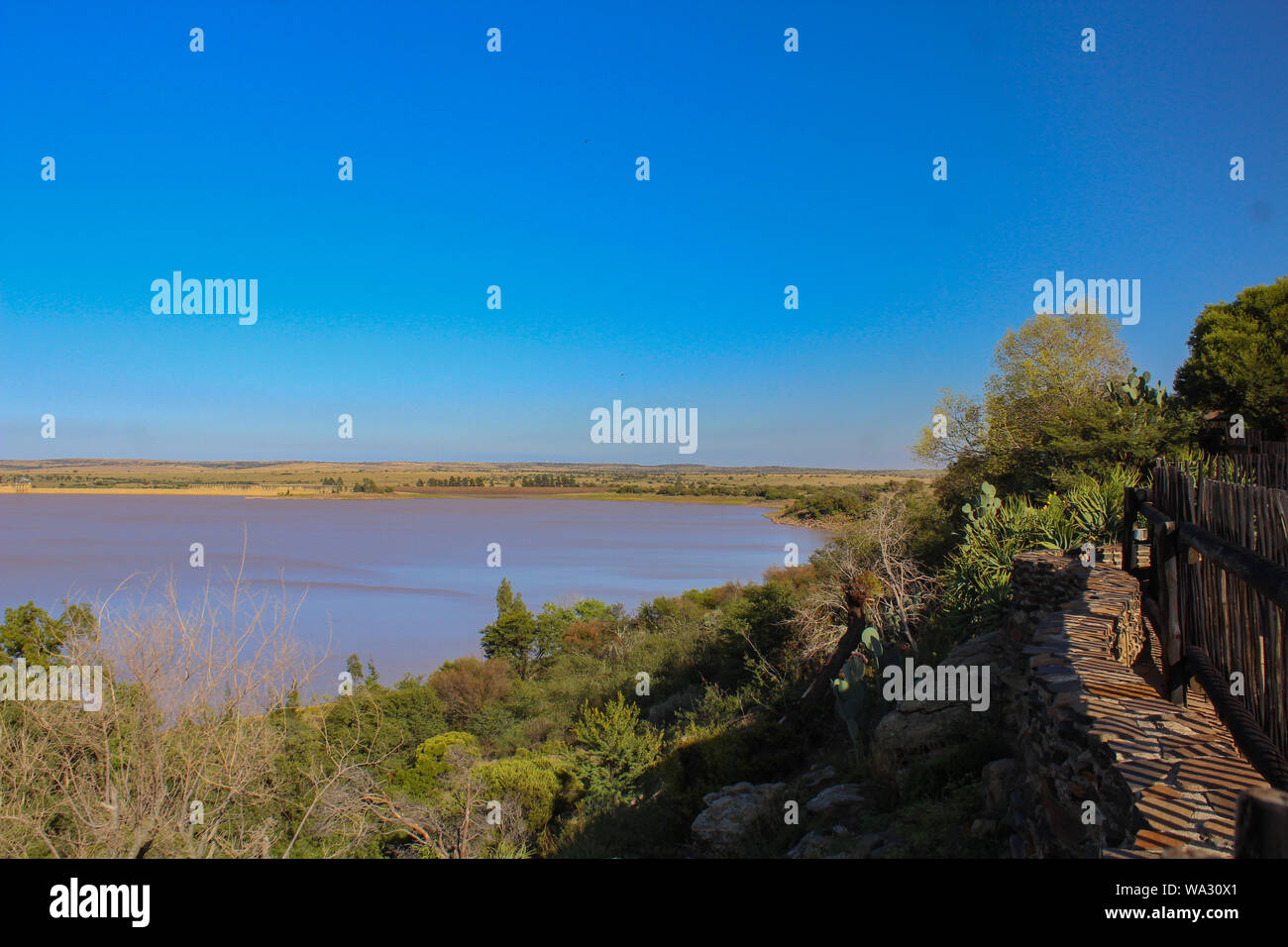 African landscape - a dam at Willem Pretorius game reserve in South ...