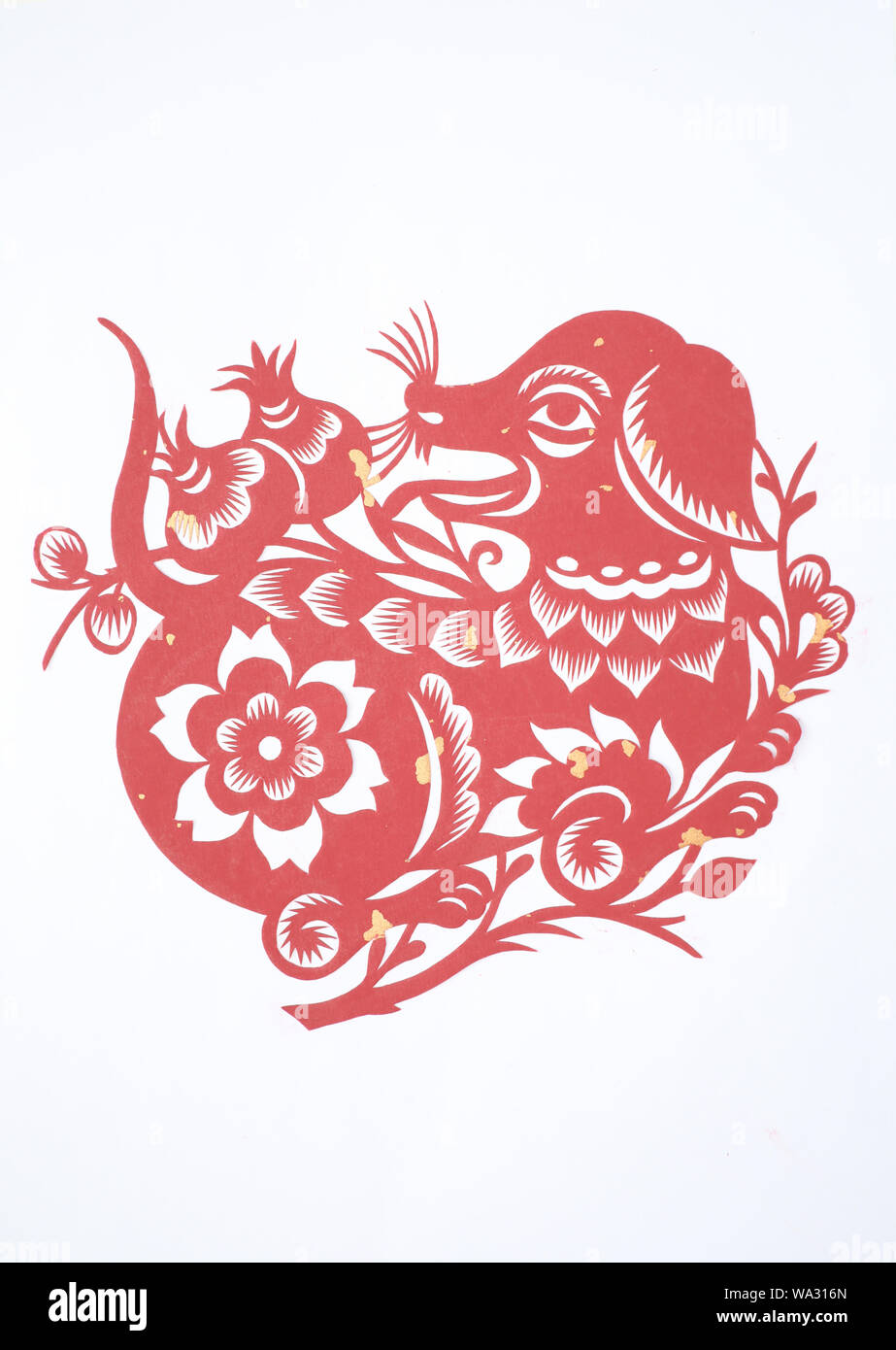 Chinese zodiac paper-cut: dogs Stock Photo - Alamy